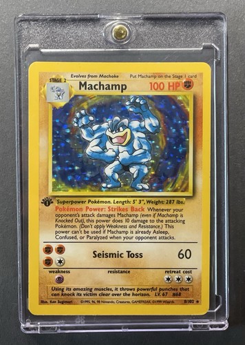 1st Edition Machamp 8/102 Base Set Holo Rare Vintage 1999 Pokemon Card ...