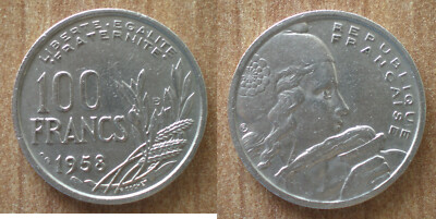France 100 Francs 1958 B Cochet Coin Free Shipping Worldwide | eBay