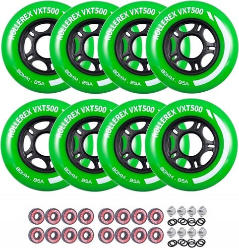 Durable Inline Skate Wheels Package - 8 Wheels w/Bearings for Indoor ...