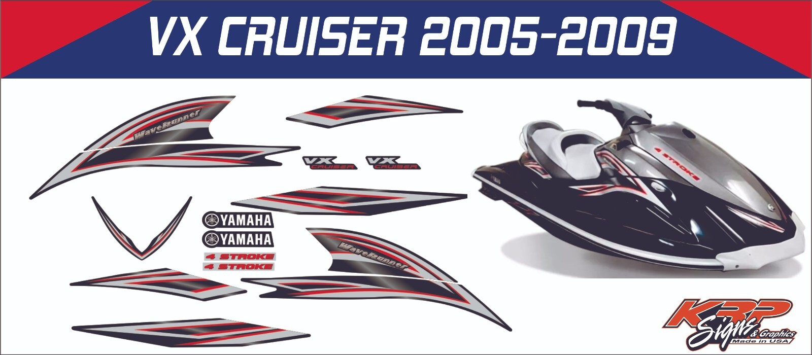 YAMAHA WAVERUNNER VX CRUISER 2005-2009 Graphic/Decal/Sticker Kit BLACK ...