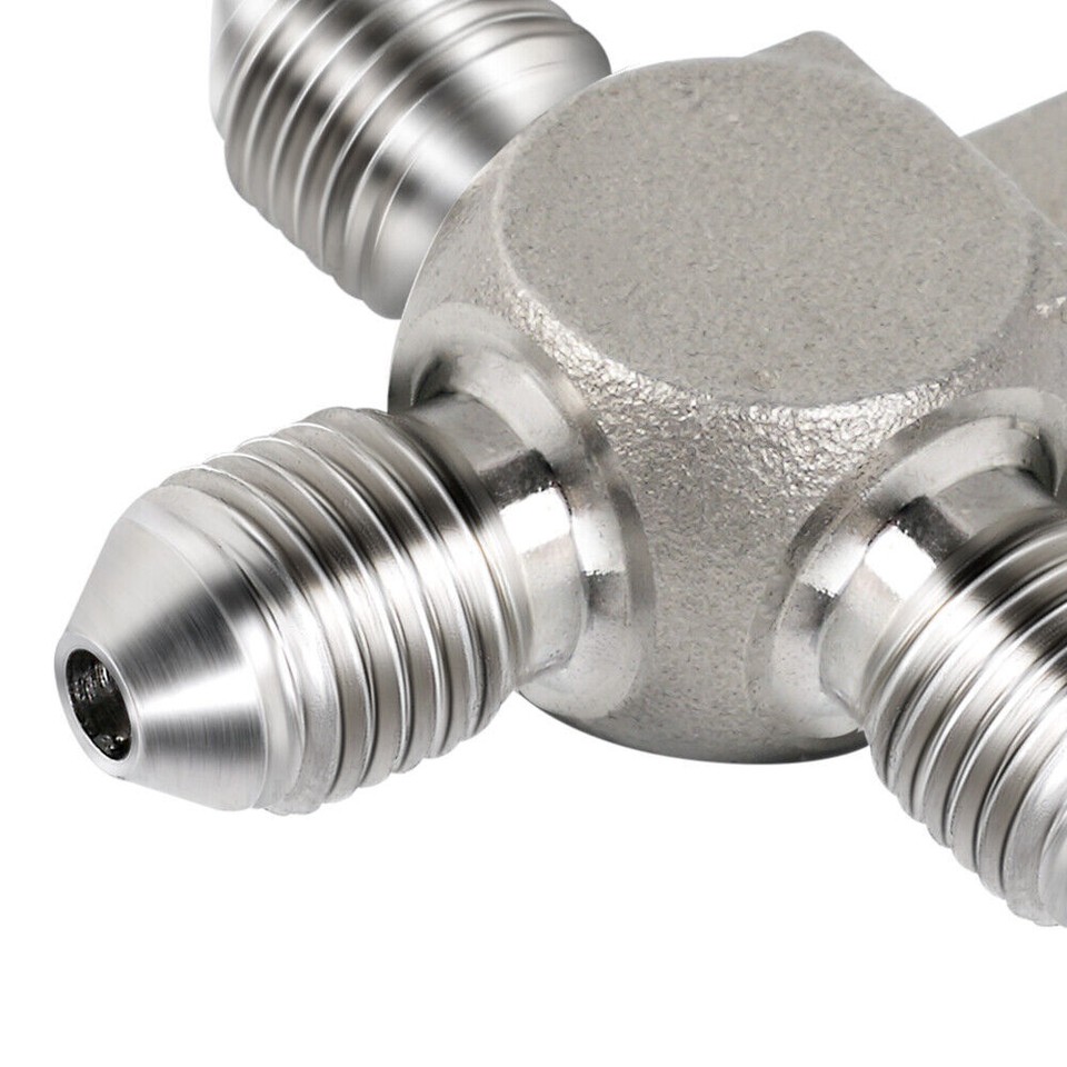 3AN AN-3 Stainless Steel AN3 3-Way Male Brake Hose Fitting Tee Adapter ...