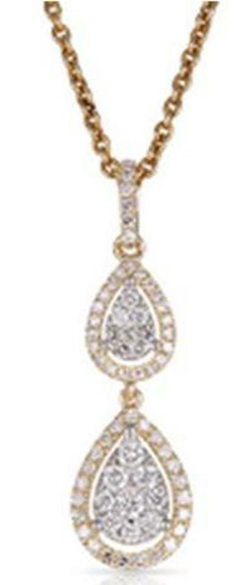 .42CT DIAMOND 14KT YELLOW GOLD 3D CLASSIC PAVE DOUBLE TEAR DROP ...