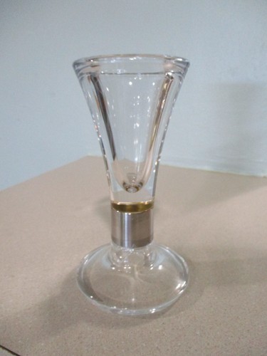 Dansk Crystal Glass beautiful Designer Vase with metal band 6 1/2'' | eBay