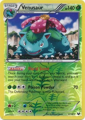 1x Venusaur - 3/108 - Holo Rare - Reverse Holo Moderately Played ...