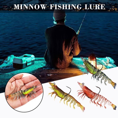 1X Luminous Fishing Lure Bait Artificial Shrimp Lures Hook Prawn Soft ...
