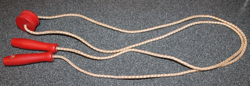 vtg Jump Rope Red Wood Handles Cotton Woven Playground Recess wood bead ...