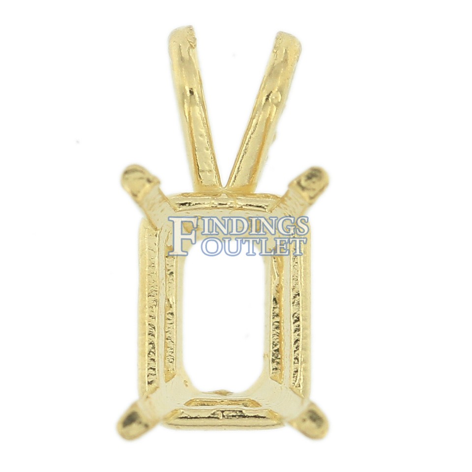 14K Yellow Gold Emerald Pendant Setting Rabbit Ear Bail Mounting 0.20ct ...