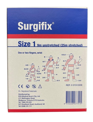 Surgifix Tubular Net Bandage Size 1 - 18mm Unstretched (7751) 9 meters ...