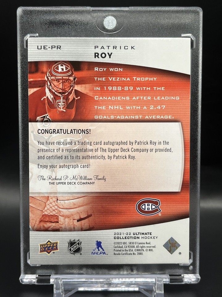 2021-22 Ultimate Collection Patrick Roy Auto #UE-PR On Card | eBay
