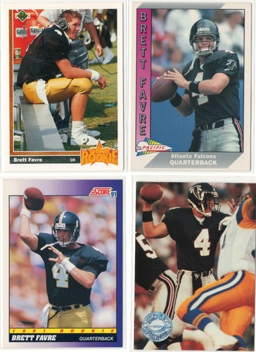 Rookie BRETT FAVRE 1991 (4) Cards Pro Set Platinum, Pacific, Score ...