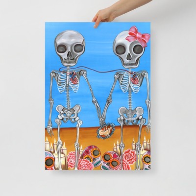 The Two Skeletons Art Print by Jaz Higgins A4 A3 Large Wall Poster | eBay