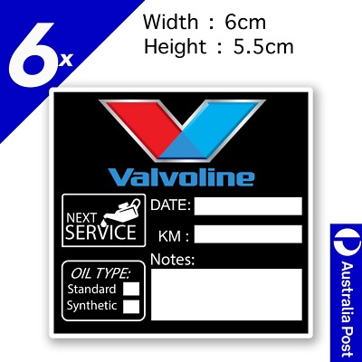 Valvoline Oil Change Service Reminder x6 Stickers , Cars Trucks,Van ...