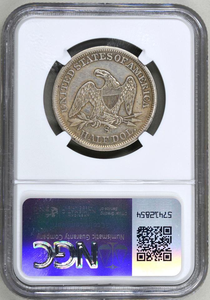 1860-S Silver 50c NGC AU Details Cleaned Seated Liberty Half Dollar 50c ...