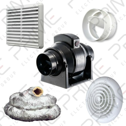 Manrose MF100T In-Line Timer Fan 100mm/4", 3m Insulated Duct, White ...