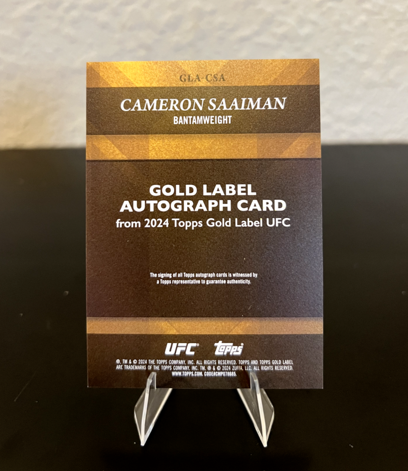 2024 Topps Gold Label UFC Cameron Saaiman Rookie Autographs Auto /249 ...