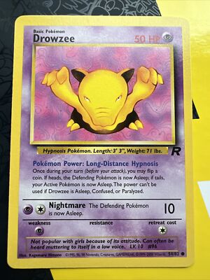 Drowzee 54/82 (NM, Pokemon Card, Vintage, Team Rocket, 2000, Psychic ...