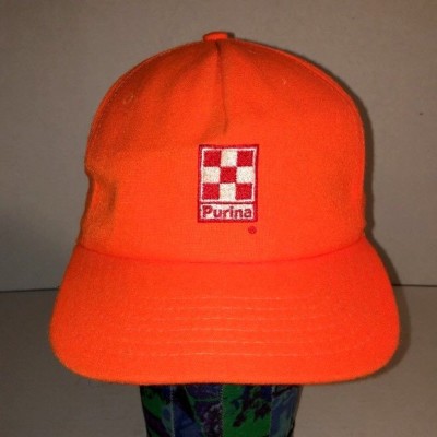 Vintage PURINA Safety Orange Snapback Cap Pet Animal Food Hat | eBay