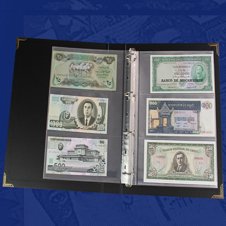 300 pcs Pockets Currency Pages Page Money Banknote Album Book Binder ...