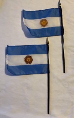 Two 10.5" Tall Flags for the Country of Argentina - Blue & White Bands ...