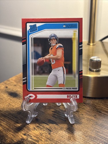 Bo Nix Red Press Proof Parallel Rated Rookie Card SP 2024 Donruss #369 ...