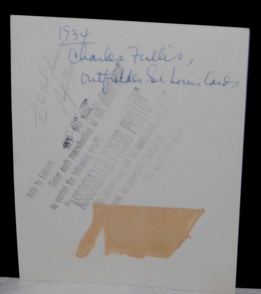 1934 Charles "Chick" Fullis, St. Louis Cardinals, Vintage 1 Photo, 5" x ...