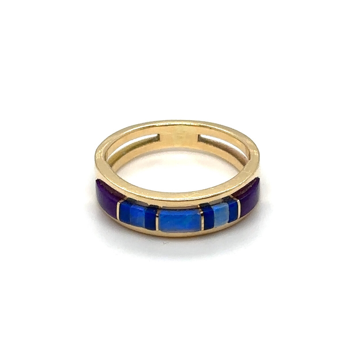 NAVAJO Patrick Smith 14k Yellow Gold Multi Gem Inlay Ring Size 7 | eBay