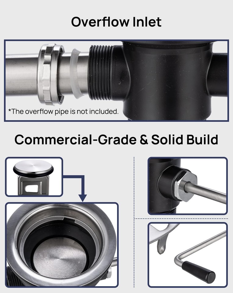 Twist Handle Commercial Sink Drain for 3 Compartment Sink,Waste Drain ...