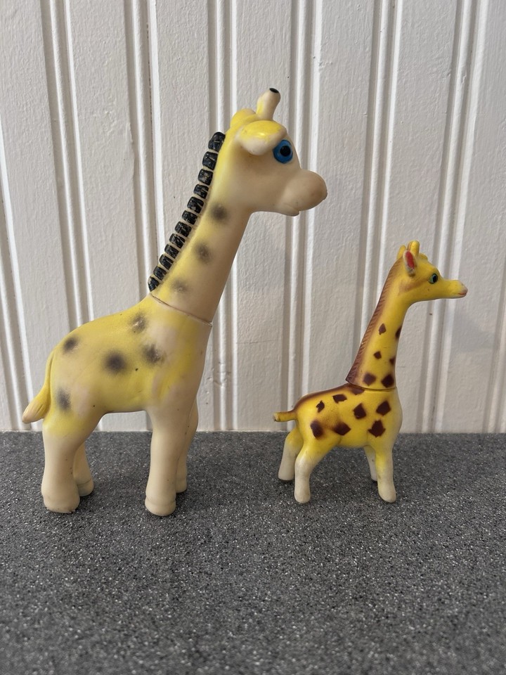 Vintage Giraffe Set 7” & 4" Baby Rubber Toy Figure - Soft Squeezable | eBay