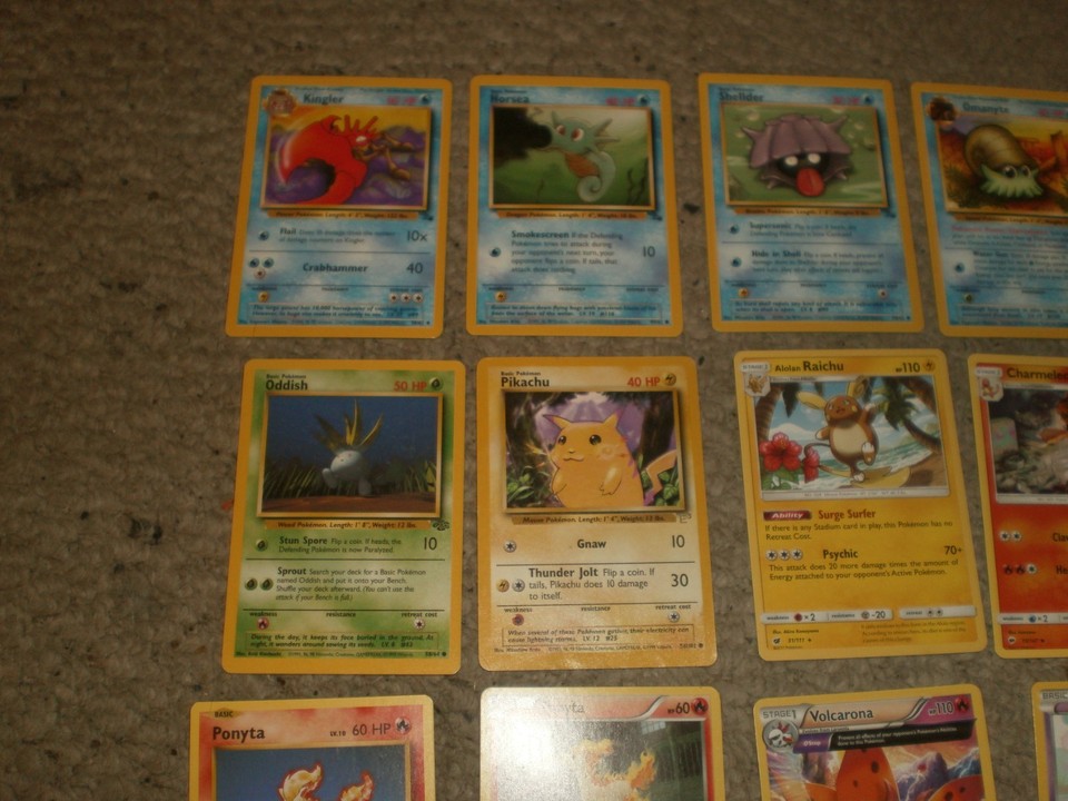 Pokemon Card Lot 16 Vintage Cards Fossil Jungle Pikachu E3 Yellow ...