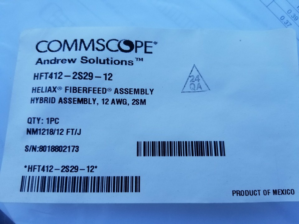 COMMSCOPE HFT412-2S29-12 HELIAX FIBERFEED ASSEMBLY HYBRID | eBay