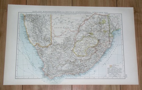 1899 ORIGINAL ANTIQUE MAP OF BOER REPUBLICS TRANSVAAL ORANJE SOUTH ...