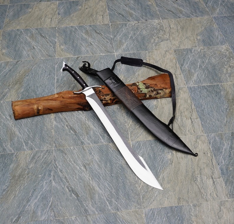 36 Inches Custom Hand-Forged Historical Scimitar Sword with Leather ...