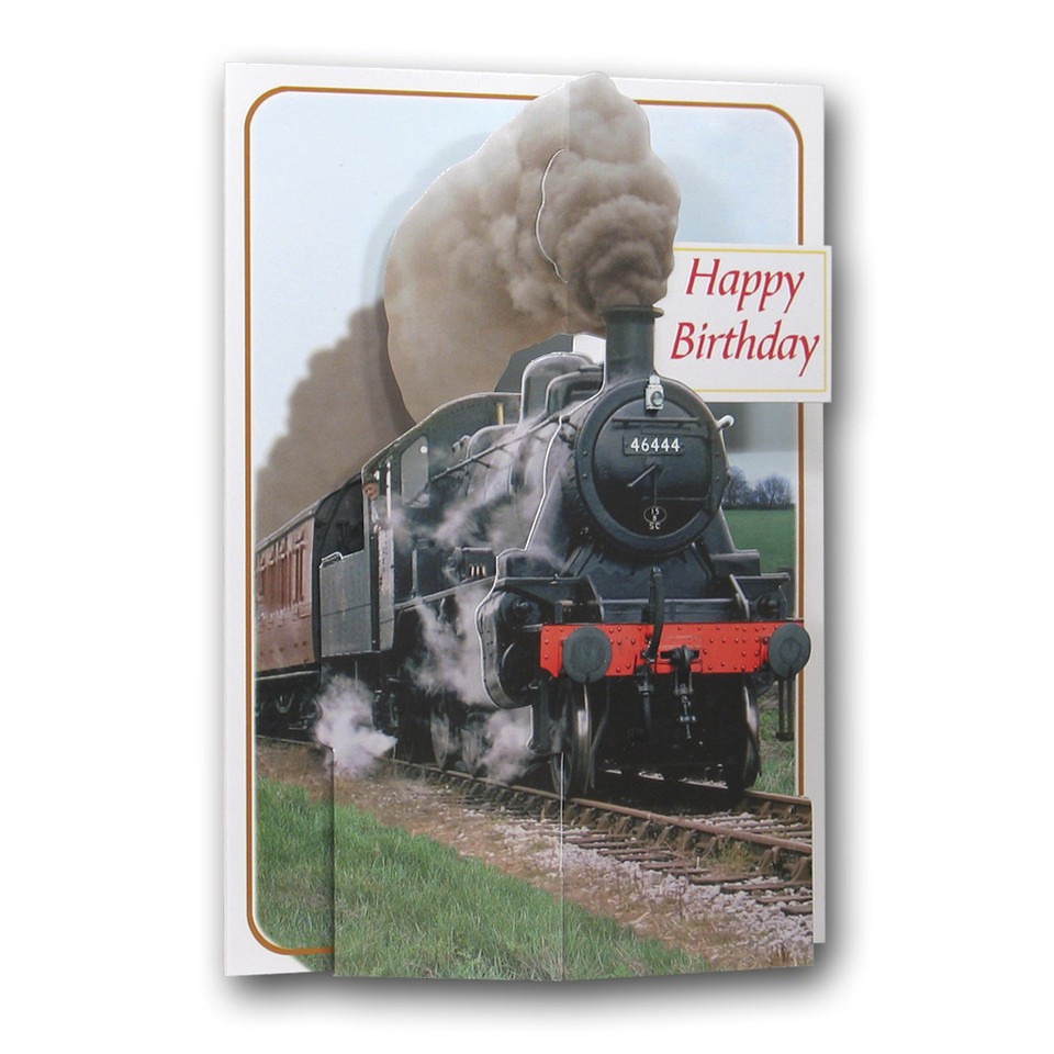 Pictoria Press 3D Pop Up Greeting Card Steam Engine Train Railway Happy ...