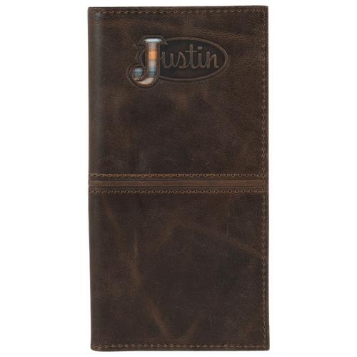 Justin Mens Western Rodeo Wallet Leather Serape Logo Brown 2122767W7 | eBay