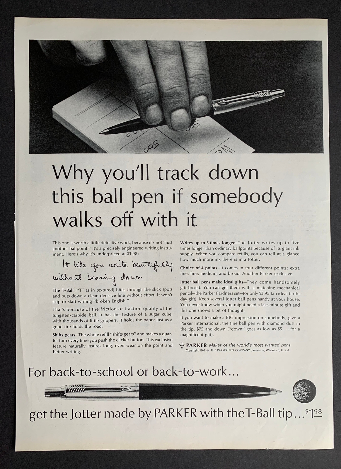 Vintage 1962 Parker Pens Print Ad | eBay