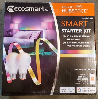 EcoSmart Hubspace Smart Starter Kit 16.4’ Strip Light A19 | eBay