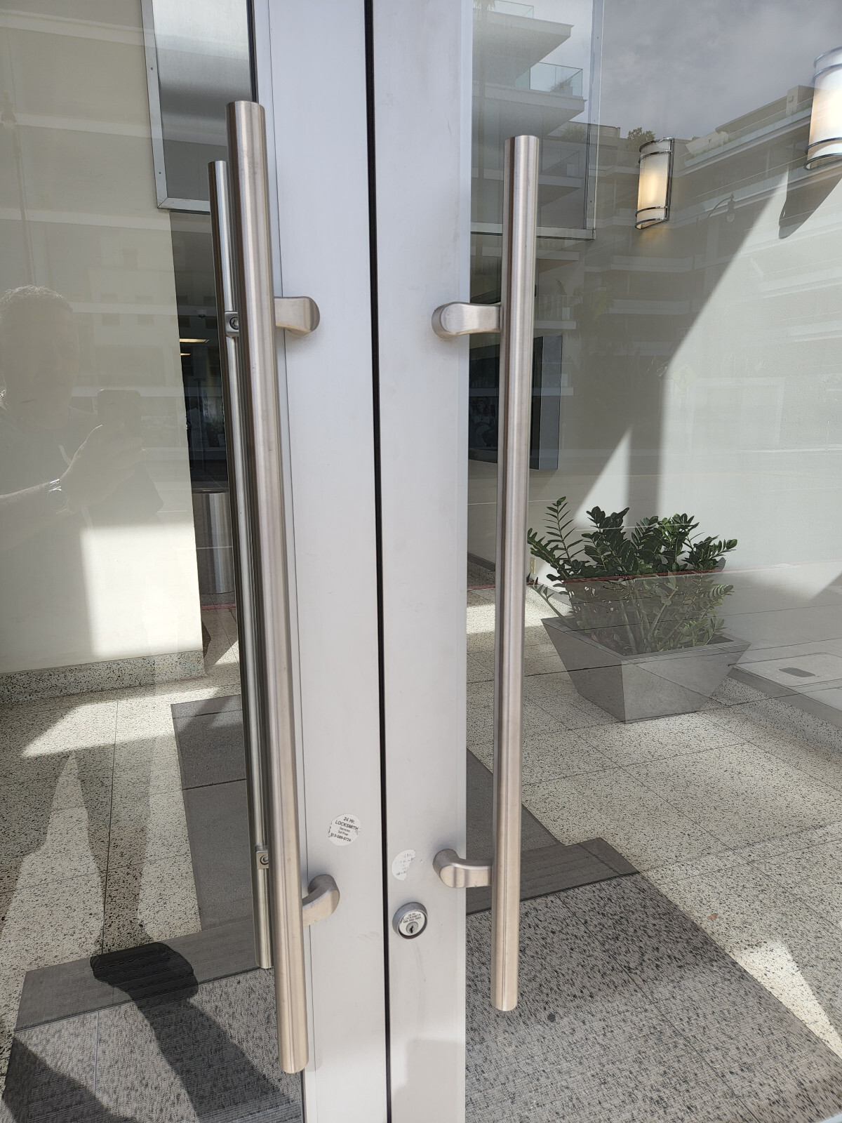 Postmount Offset Ladder Pull Handle, Brushed Satin Door long store ...