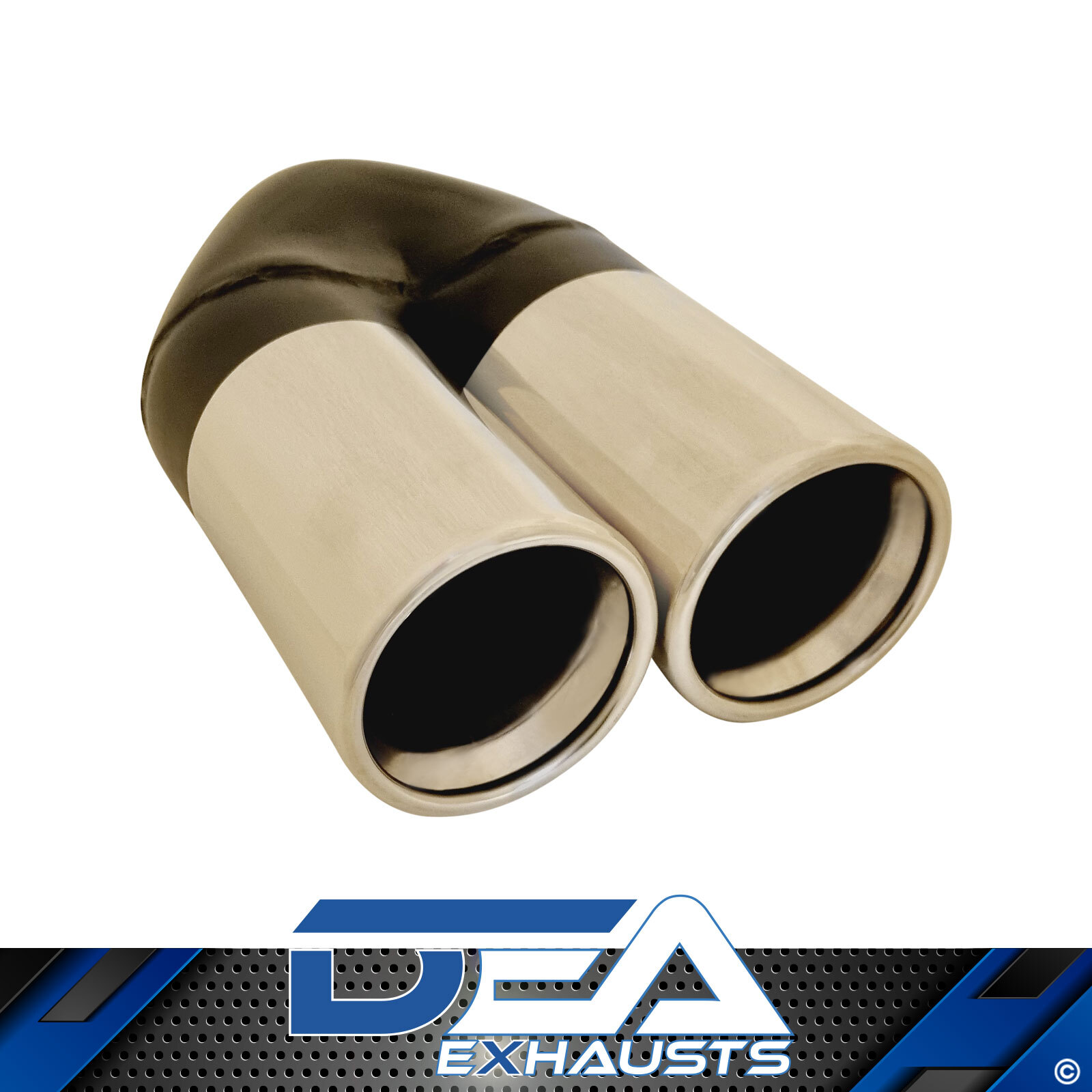 2.25" Inlet Dual 80mm Out Exhaust Tip Straight Cut Inner Cone And ...