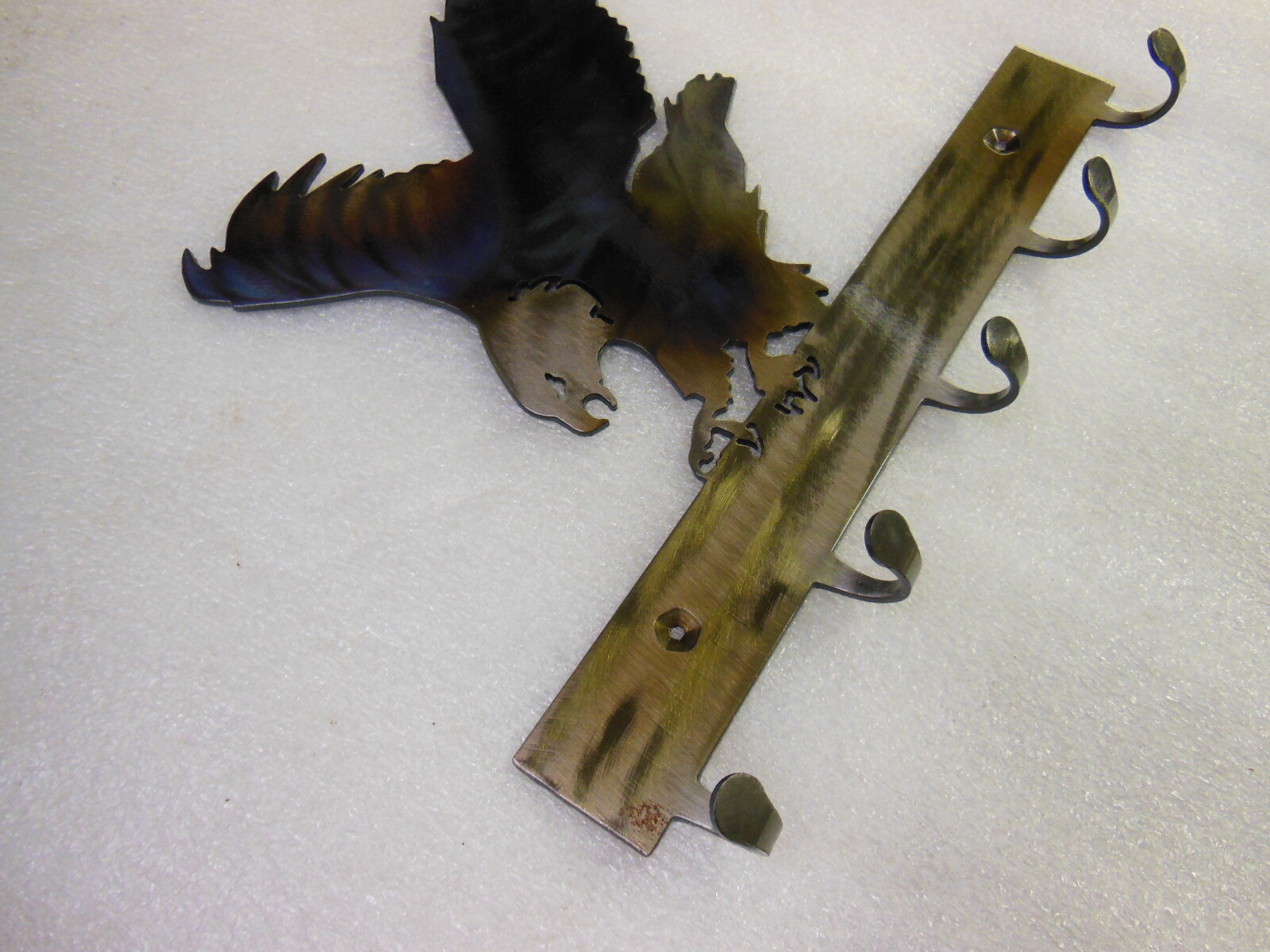 EAGLE Key / COAT HANGER w/ 5 Hooks - 12" x 11" - unique custom Metal ...