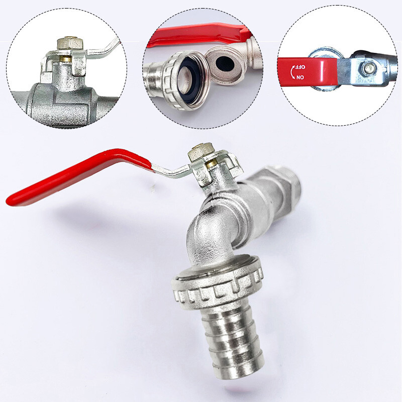 1/2" Brass Faucet Garden Water Tap Long Handle Ball Valve For Outdoor ...