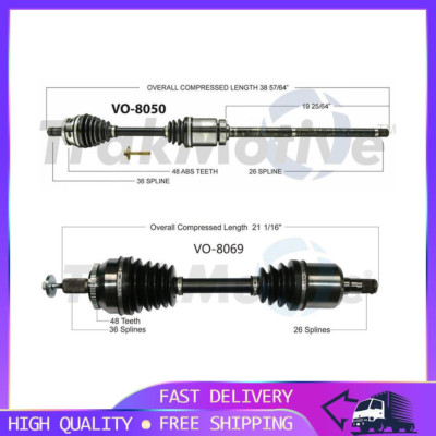 2x Front Left Front Right CV Axle Shaft fits S80 2004-2006 TrakMotive ...