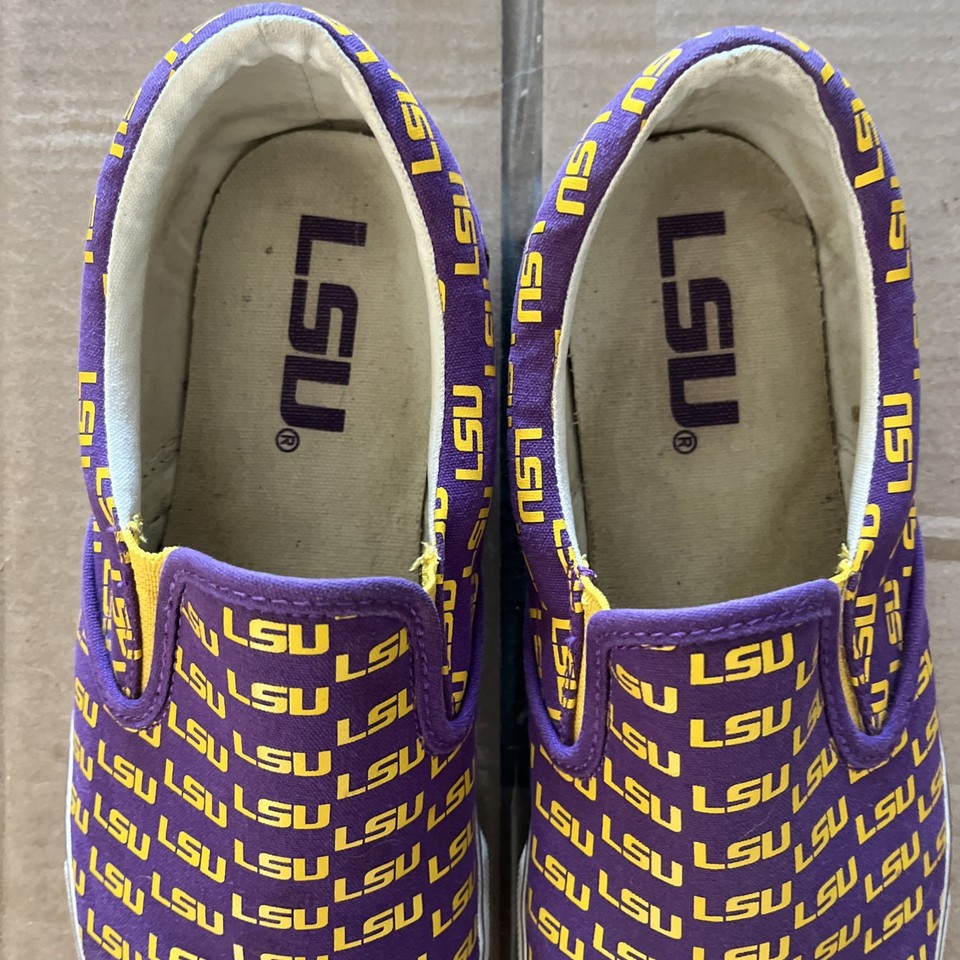LSU NCAA College Team Logo Row One Men 9.5 Women 11 Sneakers Slip on ...