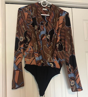 Aritzia Babaton Ambrose Body Suit Size M Artsy Colorful Patterned | eBay