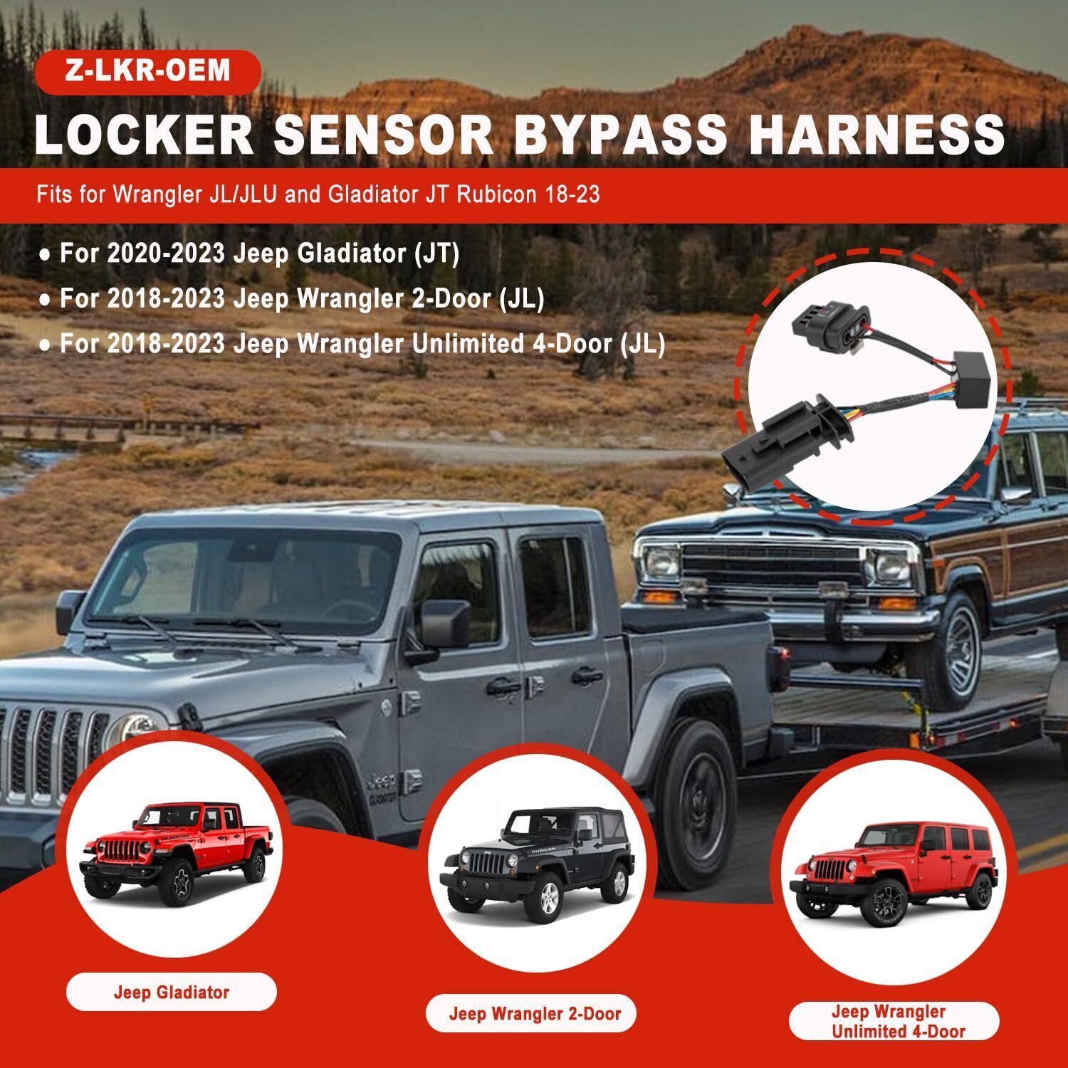 Z-LKR-OEM Locker Sensor Bypass Harness for Wrangler JL/JLU Gladiator JT ...
