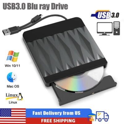 External Bluray DVD Drive USB3.0 Read Write BD/CD/DVD Optical Drive DVD ...