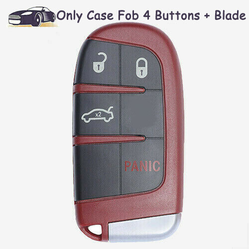Red Smart Remote Key Case Shell Fob 4 Button for Dodge Charger ...