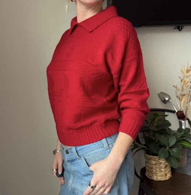Vintage 90s nautical sweater collared top | eBay