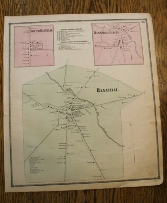 1867 ORIG C. K. STONE MAP CITY OF HANNIBAL NY HOMES & NAMES 15 X 13 IN ...