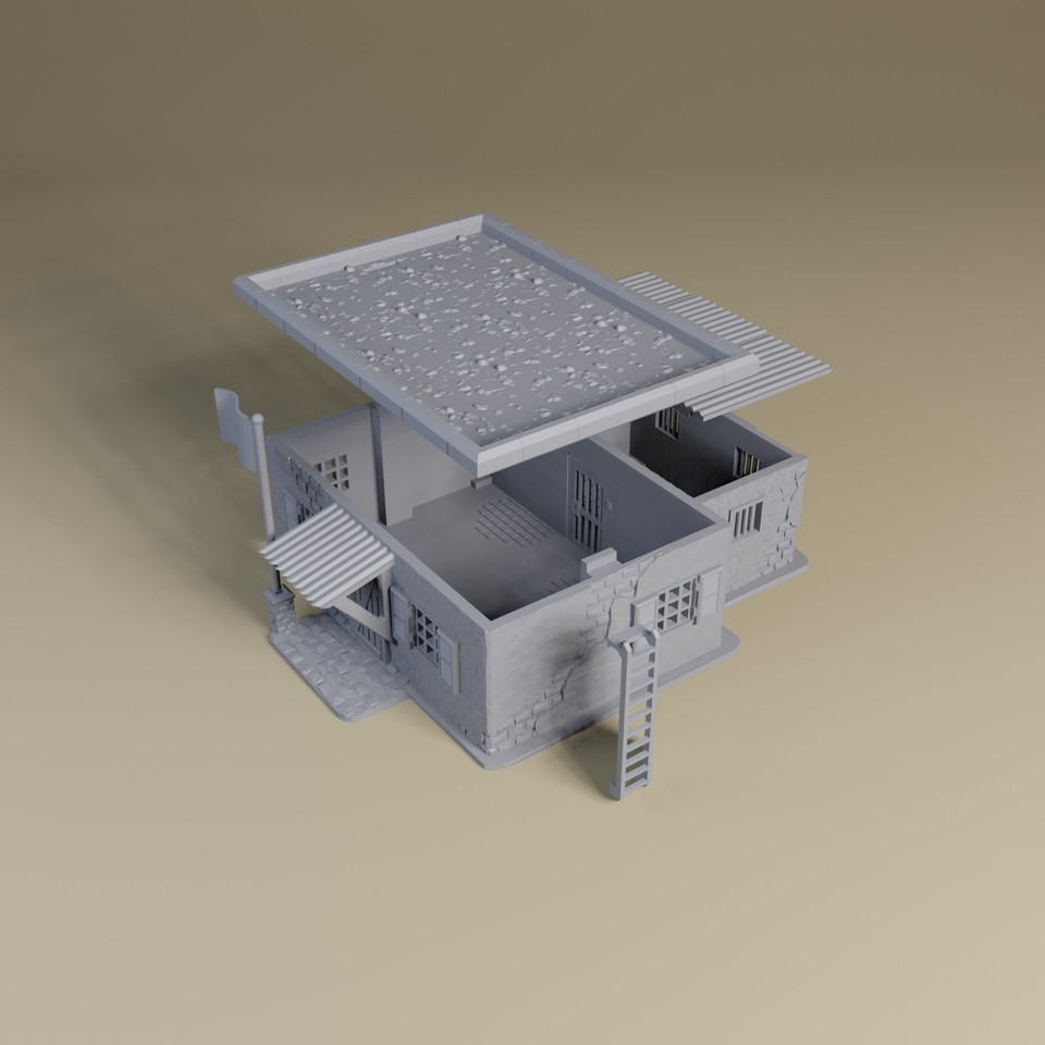 Middle East WWII Admin Building 28mm, 20mm, HO 15mm miniature wargaming ...