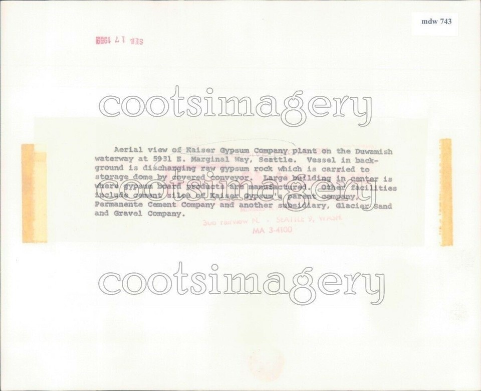 1959 Press Photo Aerial Kaiser Gypsum Company Plant 1950s Seattle ...